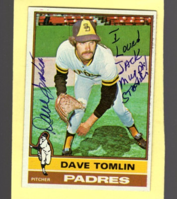 Autographed Dave Tomlin I Loved Jack Murphy Stadium add Padres 1976 ...