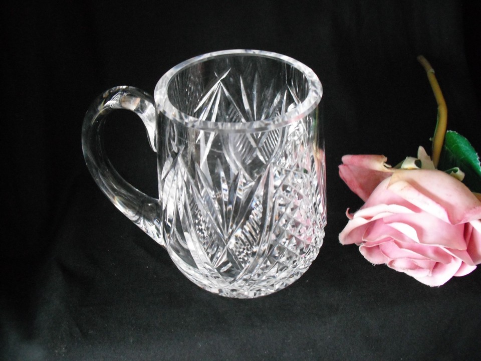 Vintage Heavy Lead Crystal Cut Glass Half Pint Tankard | eBay UK