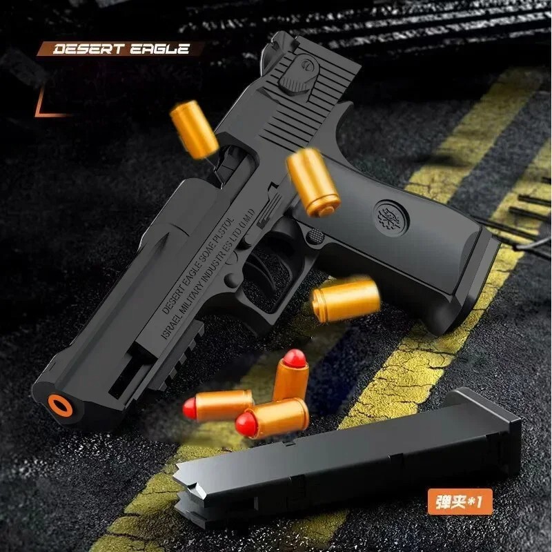 🔫 Black Desert Eagle Toy Gun – Soft Bullet Blaster with Shell Ejection ...