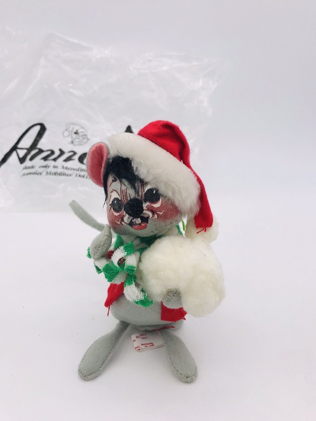 Annalee Mouse with Snowball Santa Hat Green White Scarf 6 1/2" Tall ...