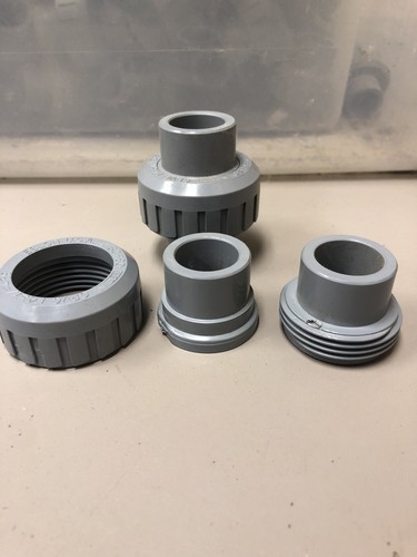 1/2" PVC Gray Union Slip Fittings 4ea Elson USA SCH 80 CPVC F437-F439 ...