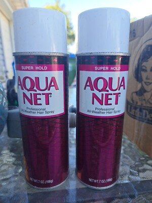 2 RARE vintage 1980S AQUA NET hairspray can salon hair product METALLIC ...