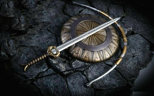 1/6 Golden Sword Shield Bow Model Toy For 12" Wonder Woman Action ...