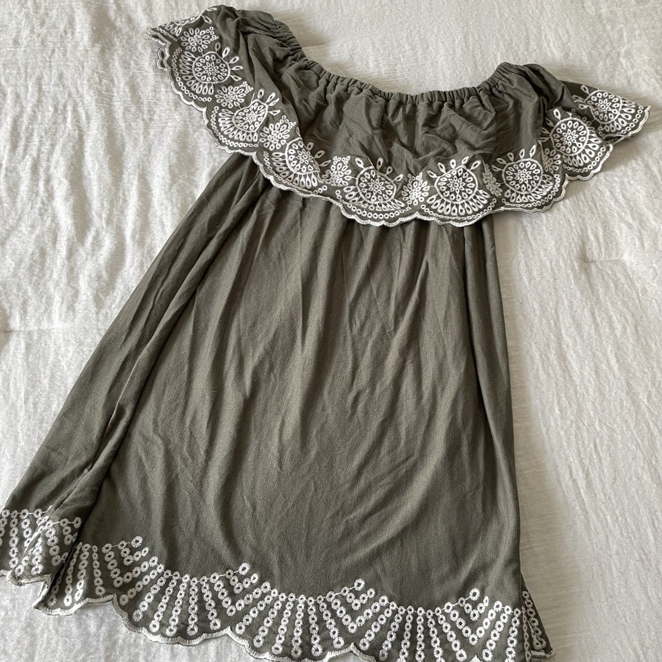Fever Green White Embroidered Ruffled Summer Shortsleeved Blouse Shirt ...