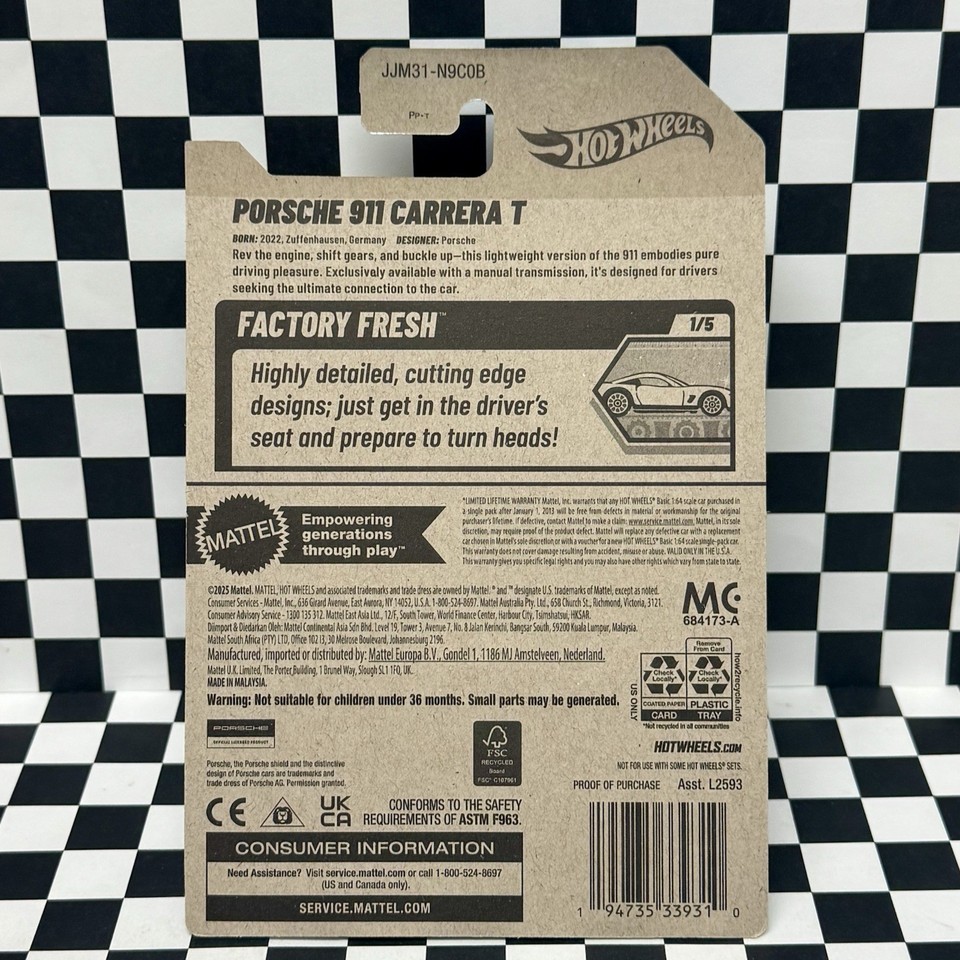 🔥 (1) ZAMAC #001 Porsche 911 Carrera T 🔥NEW for 2026 Hot Wheels ...