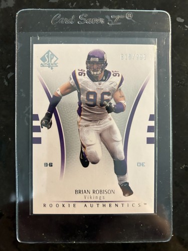 2007 SP Authentic #199 Brian Robison Rookie Football Card RC SN 618/999 ...