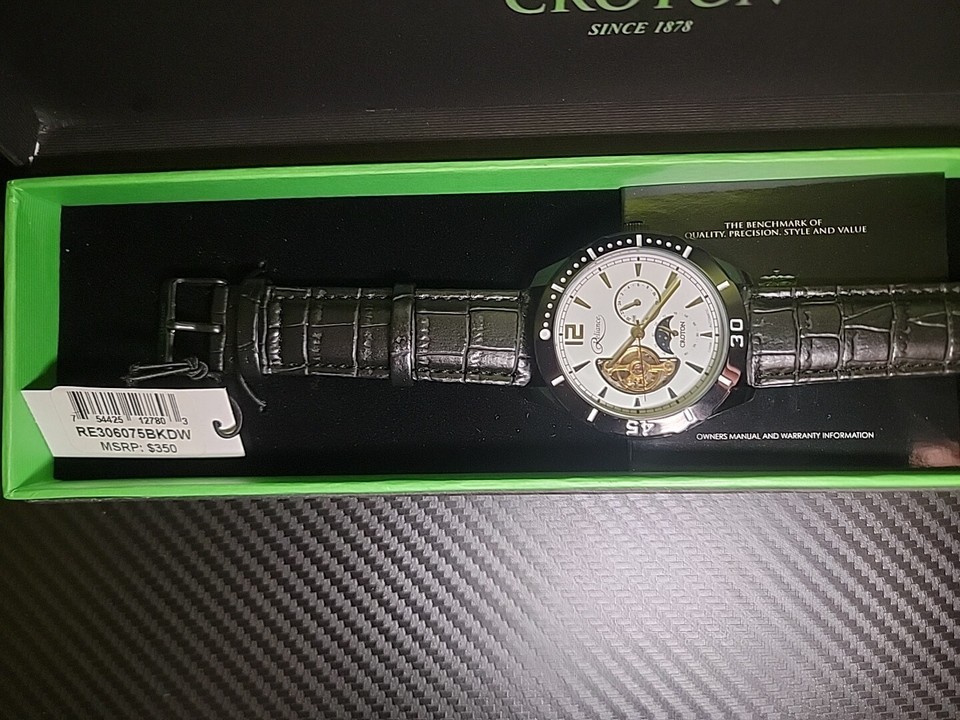 New CROTON Automatic Dial Reliance Watch Black/White MSRP $350.00 | eBay