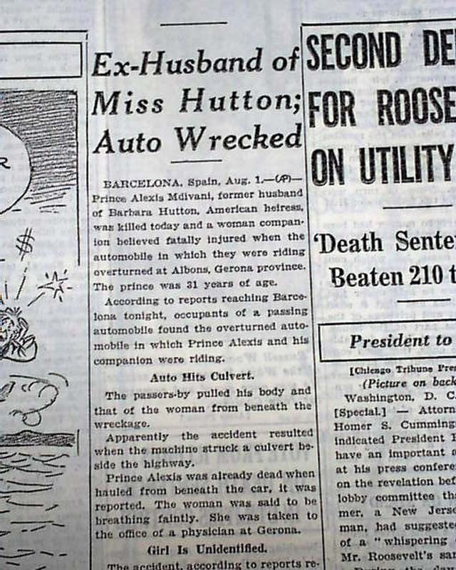Georgian PRINCE ALEXIS MDIVANI Barbara Hutton Husband KILLED 1935 Old ...