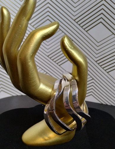 Four Vintage Wavy 925 Sterling Silver Bangles, Bracelets, Hidden Hinge ...