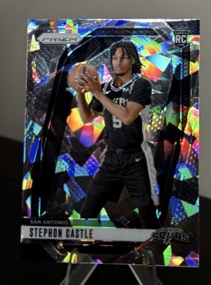 💥2024-25 Panini Prizm #234 Silver Cracked Ice Stephen Castle RC Spurs ...