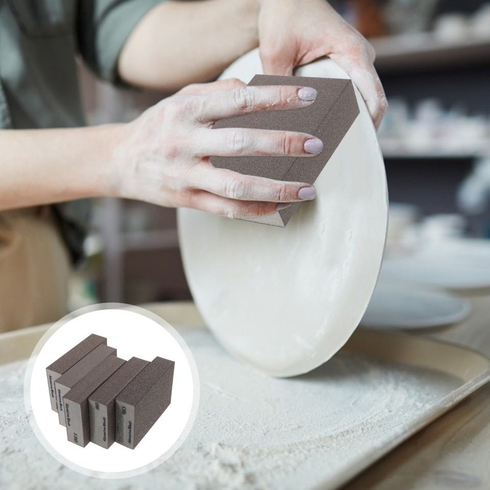 5 Pcs Sponge Sanding Block Polishing Sandpaper Coffee Color Drywall Use ...