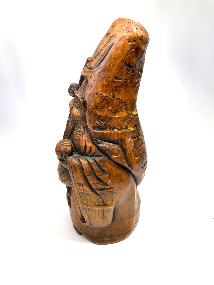 Vintage Japanese Fukurokuju God of Good Luck Hand Carved Bamboo Statue ...