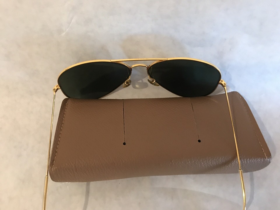 62[]14mm VINTAGE USA B&L RAY BAN LARGE METAL G15 AVIATOR SUNGLASSES ...