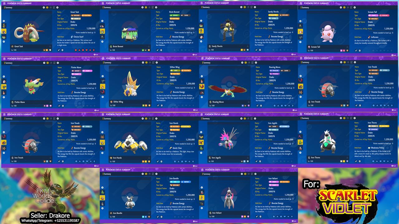 Pokemon Scarlet/Violet ALL SHINY PARADOX Ancient/Future Pokemon 6IV ...