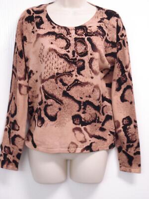 PIERRI NEW YORK Sweater Size XL Animal Embellished Print Copper Beading ...