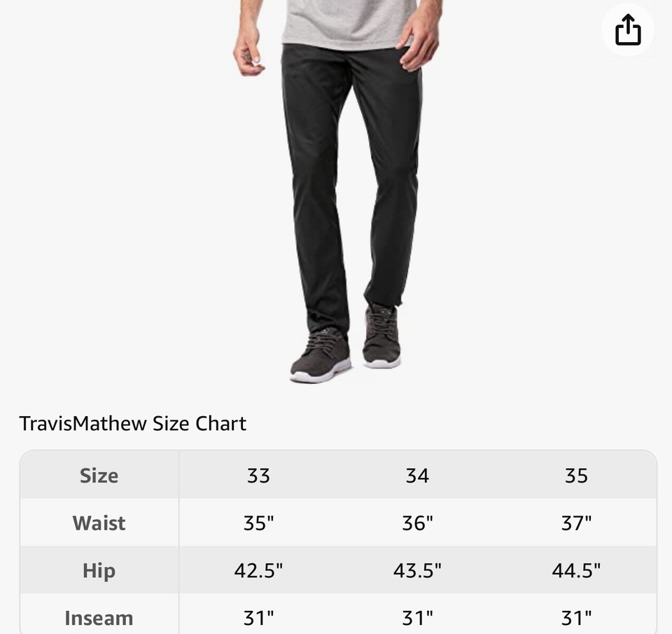 Travis Mathew Open to Close Golf Pant -color Heather Sleet Size 34NEW ...