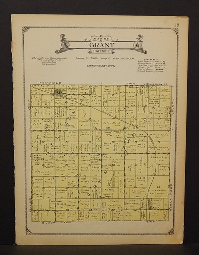 Iowa Grundy County Map Grant Township 1924 W14#96 | eBay