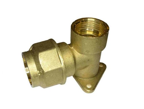 25mm MDPE x 3/4 Inch BSP Brass Wall Plate Elbow / Backplate for Outside ...