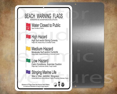 Beach Warning Flag Ocean home 8 x 12" metal sign | eBay