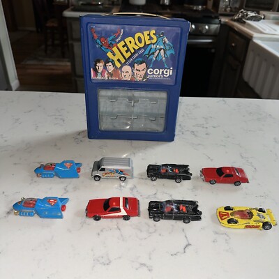 VTG. 1978 Corgi Heroes 12 Car Case Plus 8 Corgi Juniors Super Hero Cars ...
