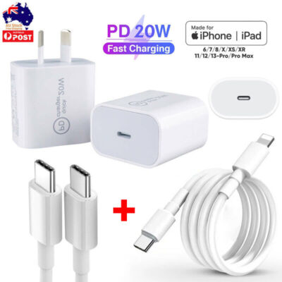 20W USB-C Type C Fast Wall Charger 2M Cable Adapter For iPhone 16 15 14 ...