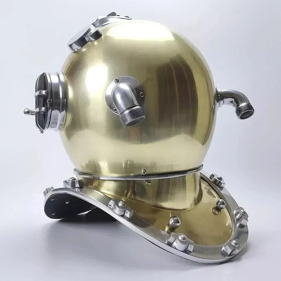 18" Steel Diving Helmet US Navy Mark V Deep Sea Scuba Antique Divers ...