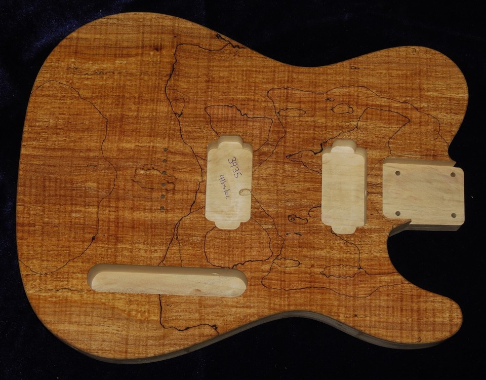 Flamed Spalted Maple Top / Aged Aspen Telecaster Tele Body HH 4lbs 1oz ...