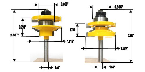 3 pc 1/4" SH Ogee Raised Panel and Ogee Rail & Stile Router Bit Set S ...
