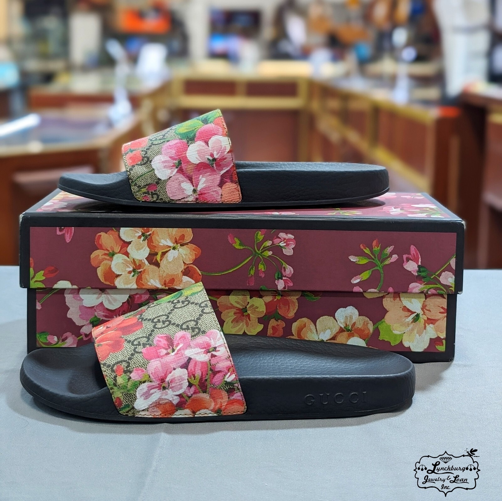 Gucci GG Blooms Supreme Floral Slide Sandals Size 39 … - Gem