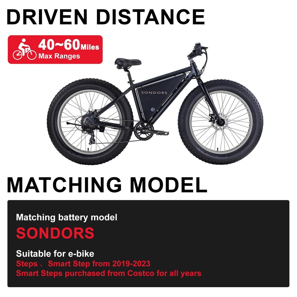 SONDORS Electric Bike Battery 48V 17.5Ah for X XS MXS Ebike Battery ...