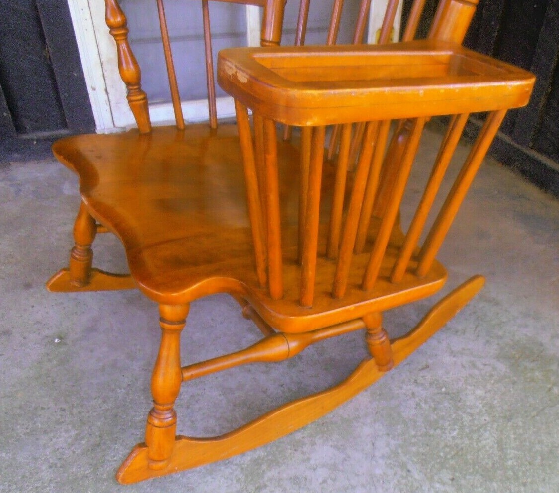 Tell City Rocking Chair with attached magazine rack and extended back ...
