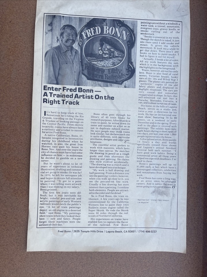 FRED BONN PAINTING LARGE AMERICAN LISTED REGIONALISM AVIATION RAILROAD ...