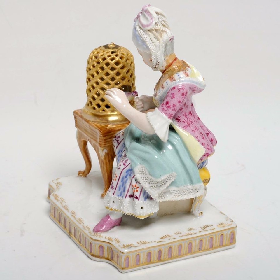 Royal Vienna Porcelain Figurine 18th C Lady with Bird Cage Antique | eBay