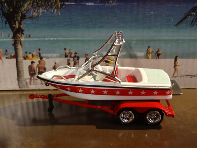 MASTERCRAFT WATER SKI BOAT W/ TANDEM TRAILER 1/64 SCALE DIECAST DIORAMA ...
