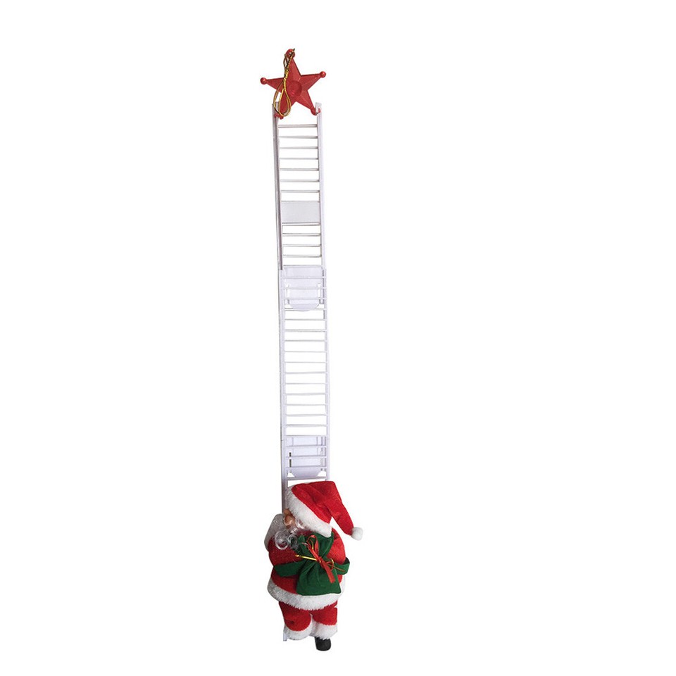 Christmas Santa Claus Figure Climbing on Ladder Singing Electric Kids ...