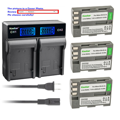 Kastar Battery LCD Rapid Charger for EN-EL3e Nikon D100 D100SLR D200 ...
