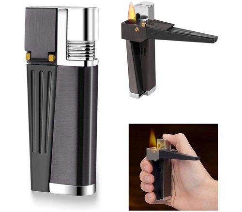 Foldable Metal Lighter Pipe Combination Portable Smoking Lighter Black ...