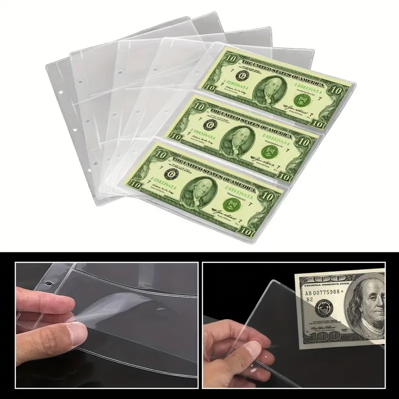 10PCS 3pages banknotes collection 3 grid banknote booklet banknote ...
