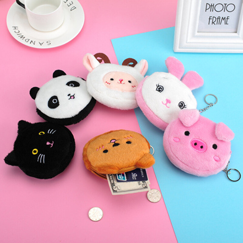 Plush Cute Zipper Coin Purse Bag Change Wallet Lipstick Data Line Bag ...