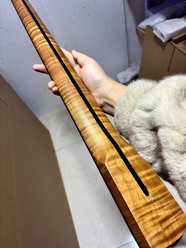 AAA 21 fret Maple J BASS guitar neck Roasted flame maple 34inch ...
