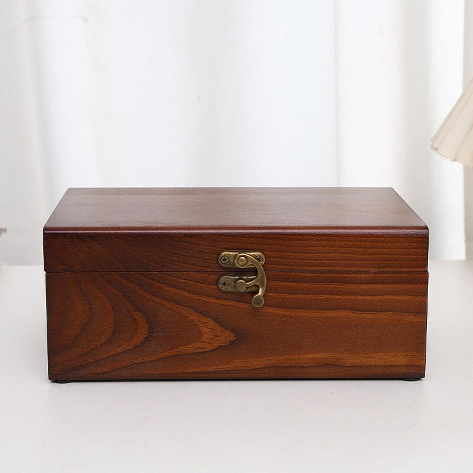 Wooden Sewing Box with Lid Empty for Handmade Craft Jewelry Gift ...