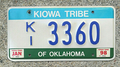 REAL OKLAHOMA STATE LICENSE PLATE KIOWA TRIBE AUTO NUMBER CAR TAG ...