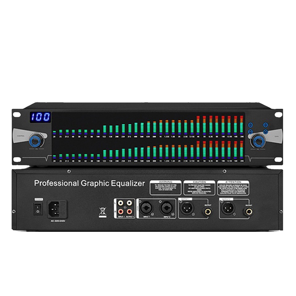 Pro Graphic Equalizer Digital Equalizer Dual 31-Band Spectrum Display ...