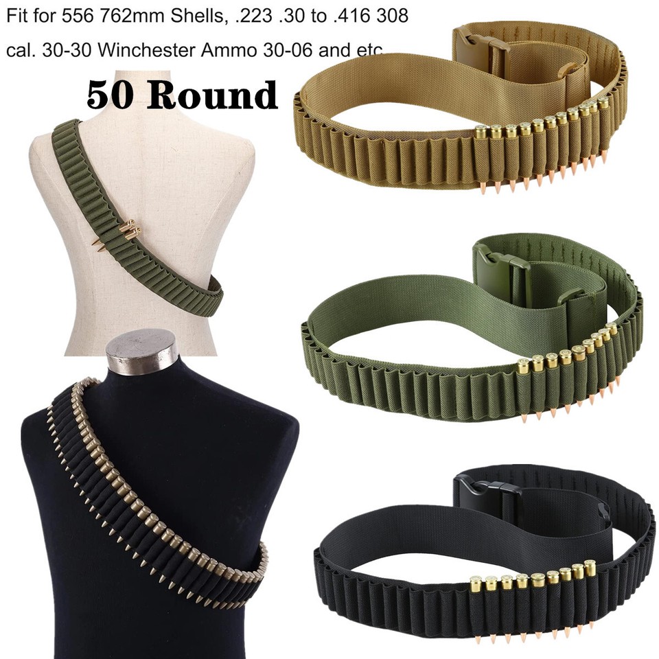 Rifle Bullet 50 Rounds Cartridge Bandolier 556 Ammo Belt for 308 Cal ...