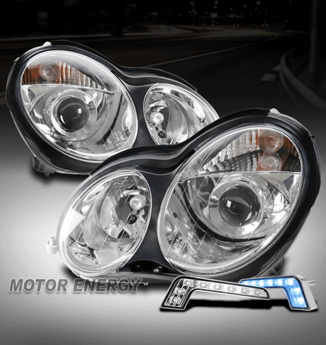 FOR 01-07 MERCEDES-BENZ W203 C-CLASS 4DR CHROME PROJECTOR HEADLIGHT ...