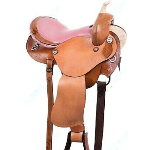 Western Leather Saddle(PINK) Barrel Racing Horse Saddle Set 10" to 18 ...