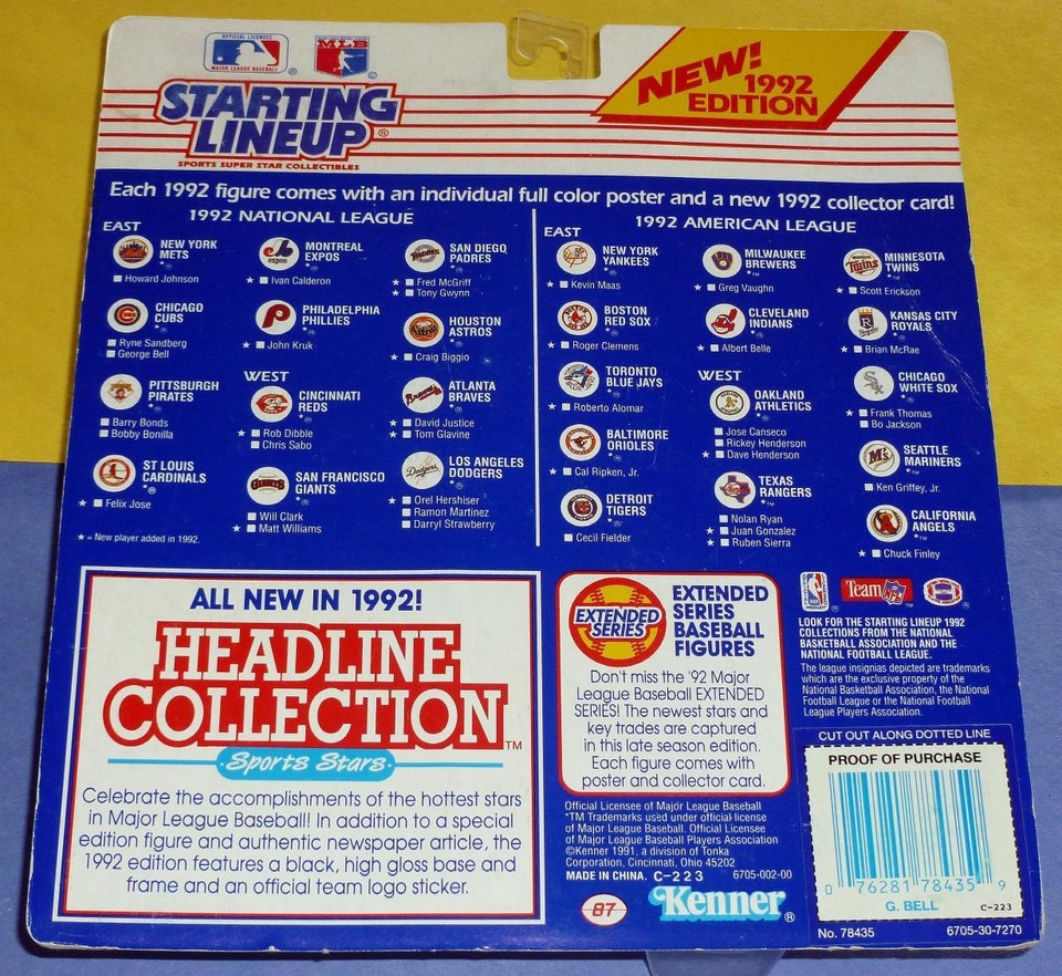 1992 GEORGE BELL Chicago Cubs final Starting Lineup plus poster | eBay