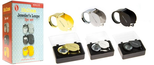 Jewelers Loupe Loupes Set of 3 10X Magnifiers Magnifying Glass Lens ...