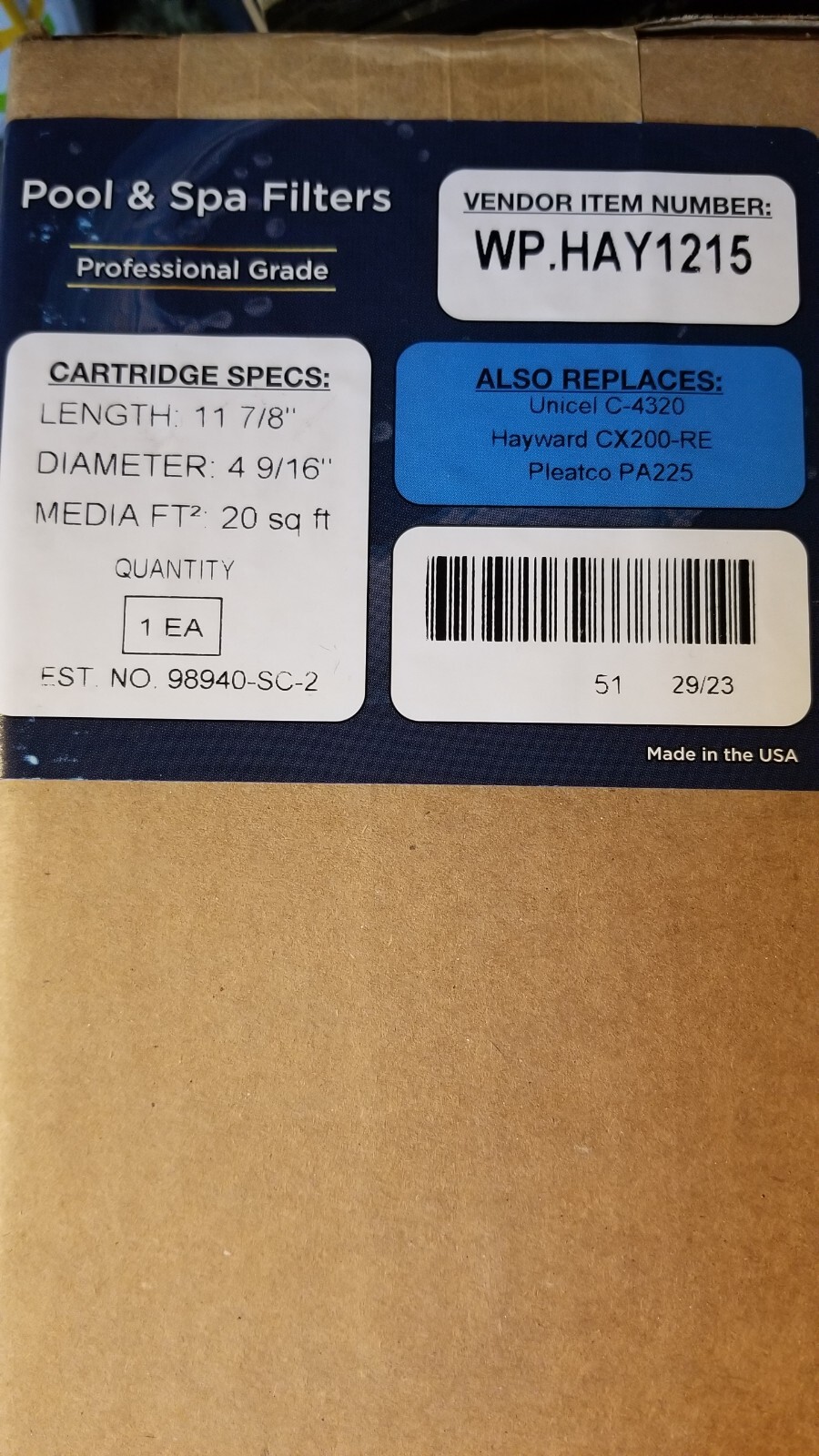 pool & spa filter unicel C-3420 Hayward CX200-RE pleatco PA225 | eBay