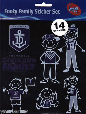 FREMANTLE DOCKERS FOOTY FAMILY STICKER SET 14 STICKERS * AFL * NEW ...